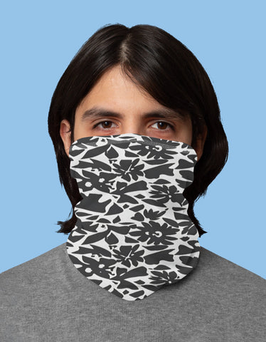 Black & White Floral Face Bandana | Minimal Streetwear Style