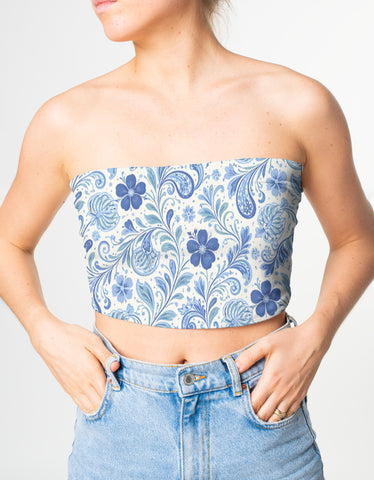 Blue Floral Tube Tops for Women | Trendy Summer Wear